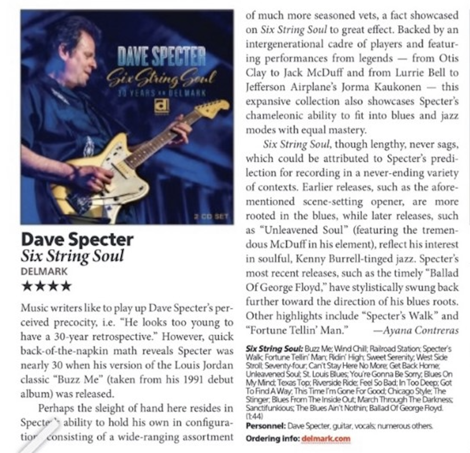 Dave Specter’s “Six String Soul” Gets Rave Reviews & Extensive Airplay ...